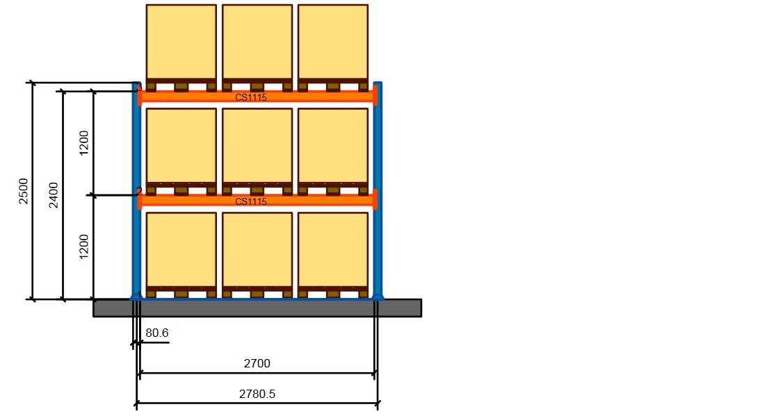 Shelving Pallet 2,5m (9 pallet positions) set | Impiger.pl